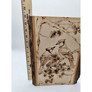 Handmade | Wall Decor | Handmade Pyrography Blue Jay Birds Pair Wooden ...